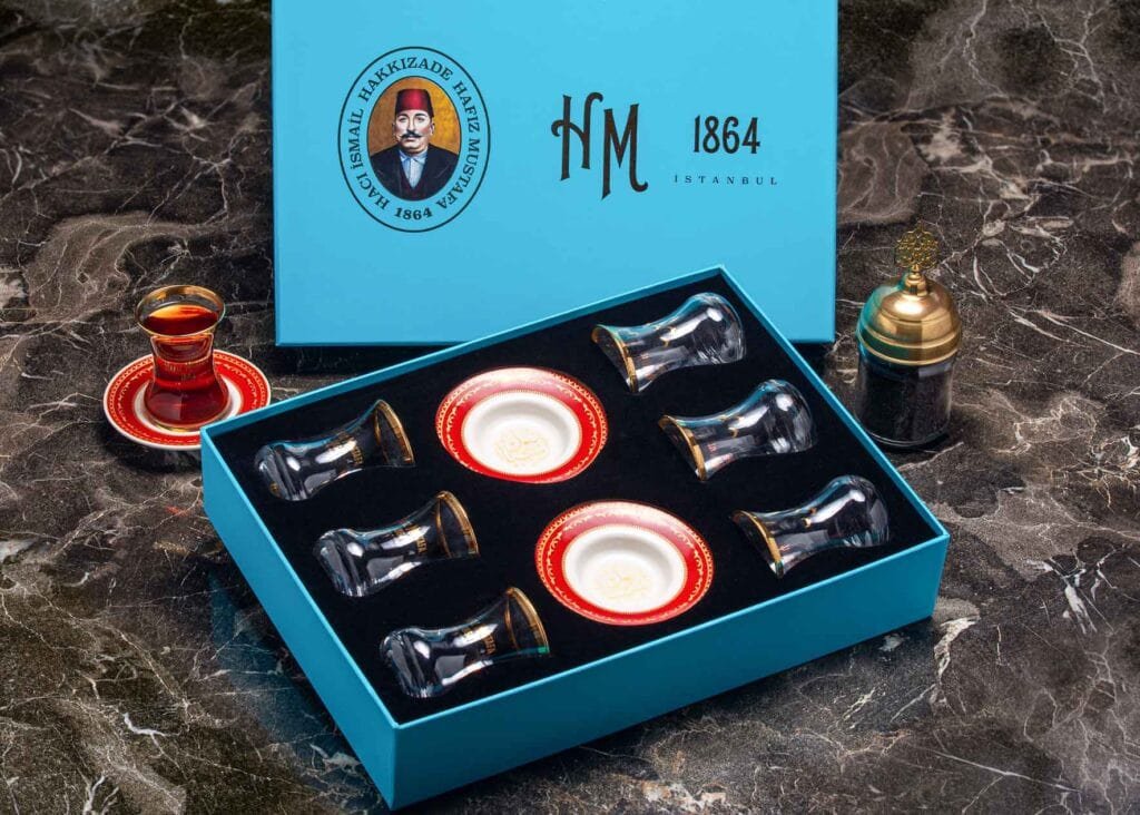 Turkish Tea Cup Set 6pcs - Hafiz Mustafa 1864